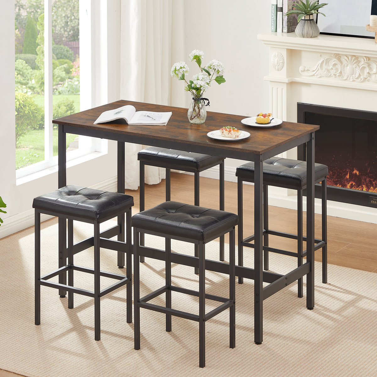 17 Stories Clarence Dining Table 5 Piece SetIndustrial Style Pub Table4 ...