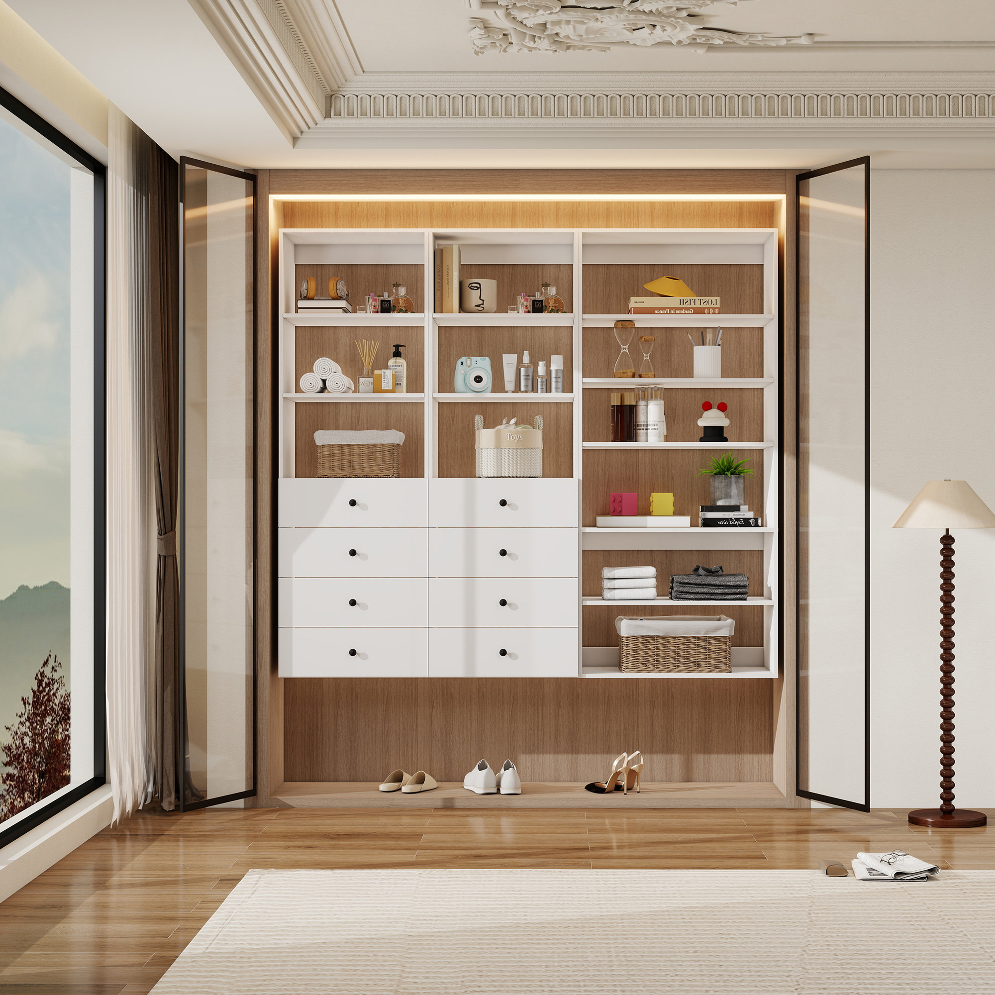 Ivy Bronx Modern Closet System with Drawers and Shelves, Walk in Closet ...