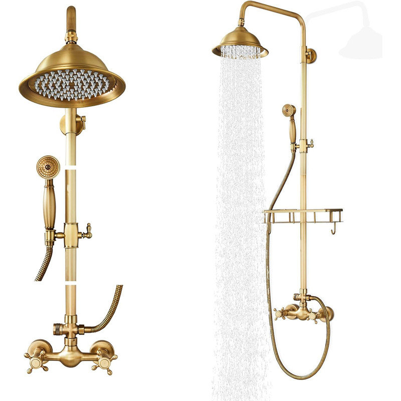 JASODI 8 Inch Rainfall Shower Head Handheld Spray Tub Spout Wall ...