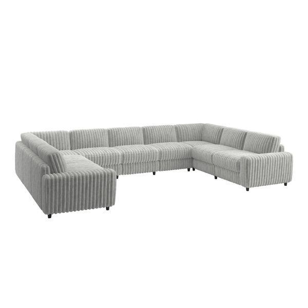 Kingstown Home Lirien Furry Channel Fabric Down-Filled Sectional Sofa ...