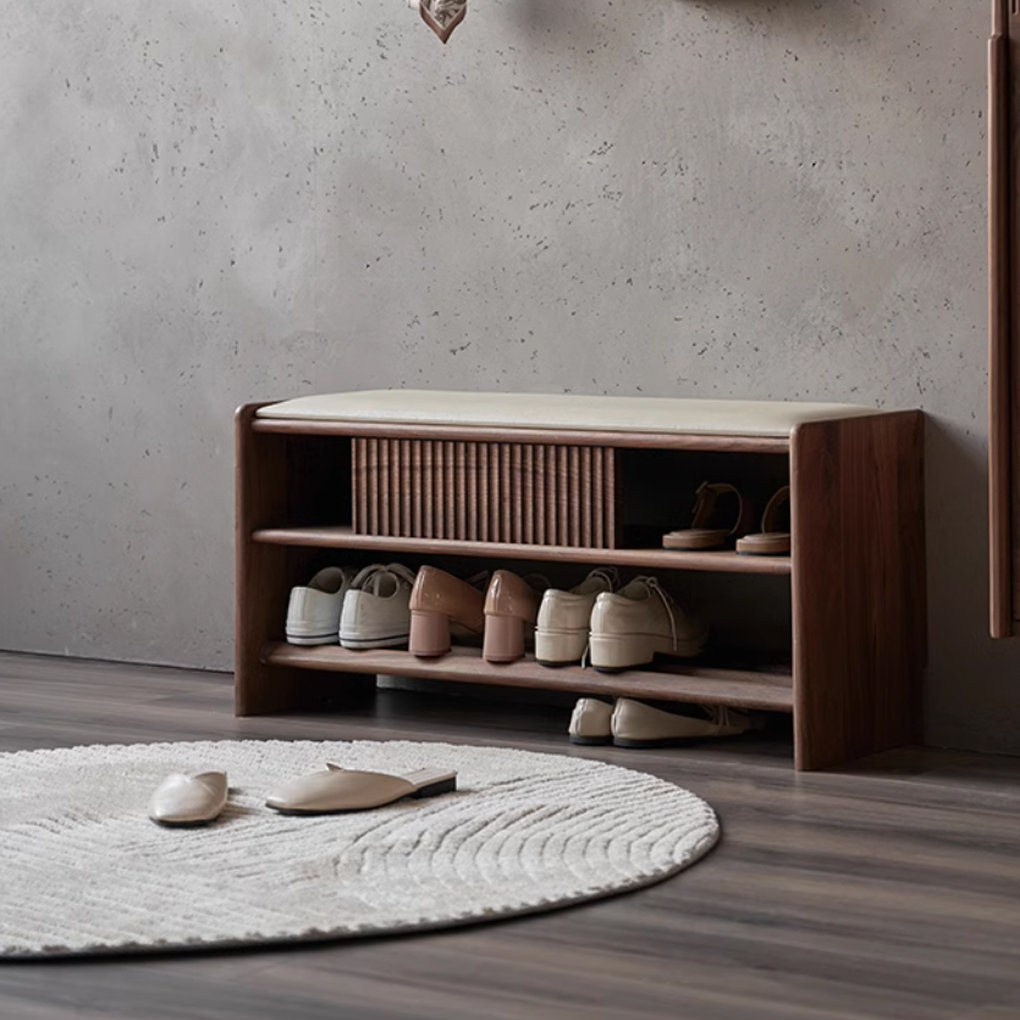 L Entrance Shoe Stool Solid wood double-layer shoe-changing stool | Wayfair