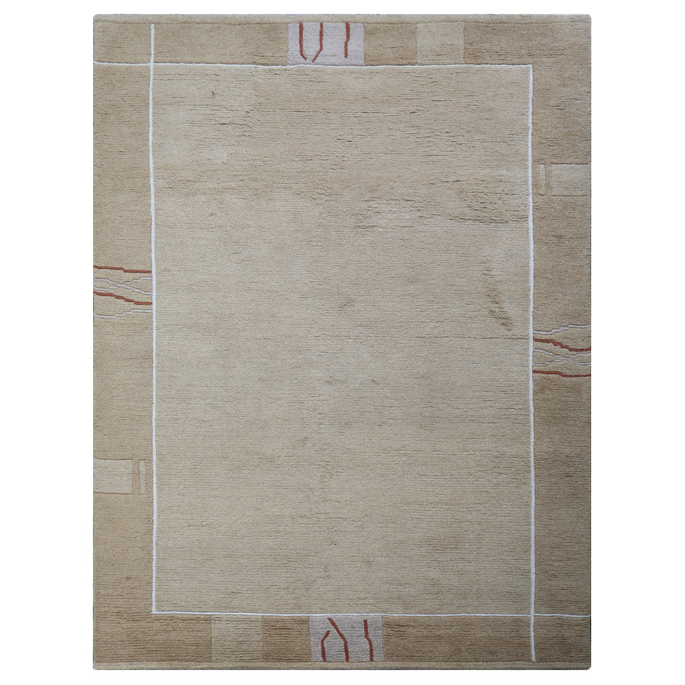 Latitude Run® Beige 100% Wool Handmade Tibbati Contemporary Area Rugs ...