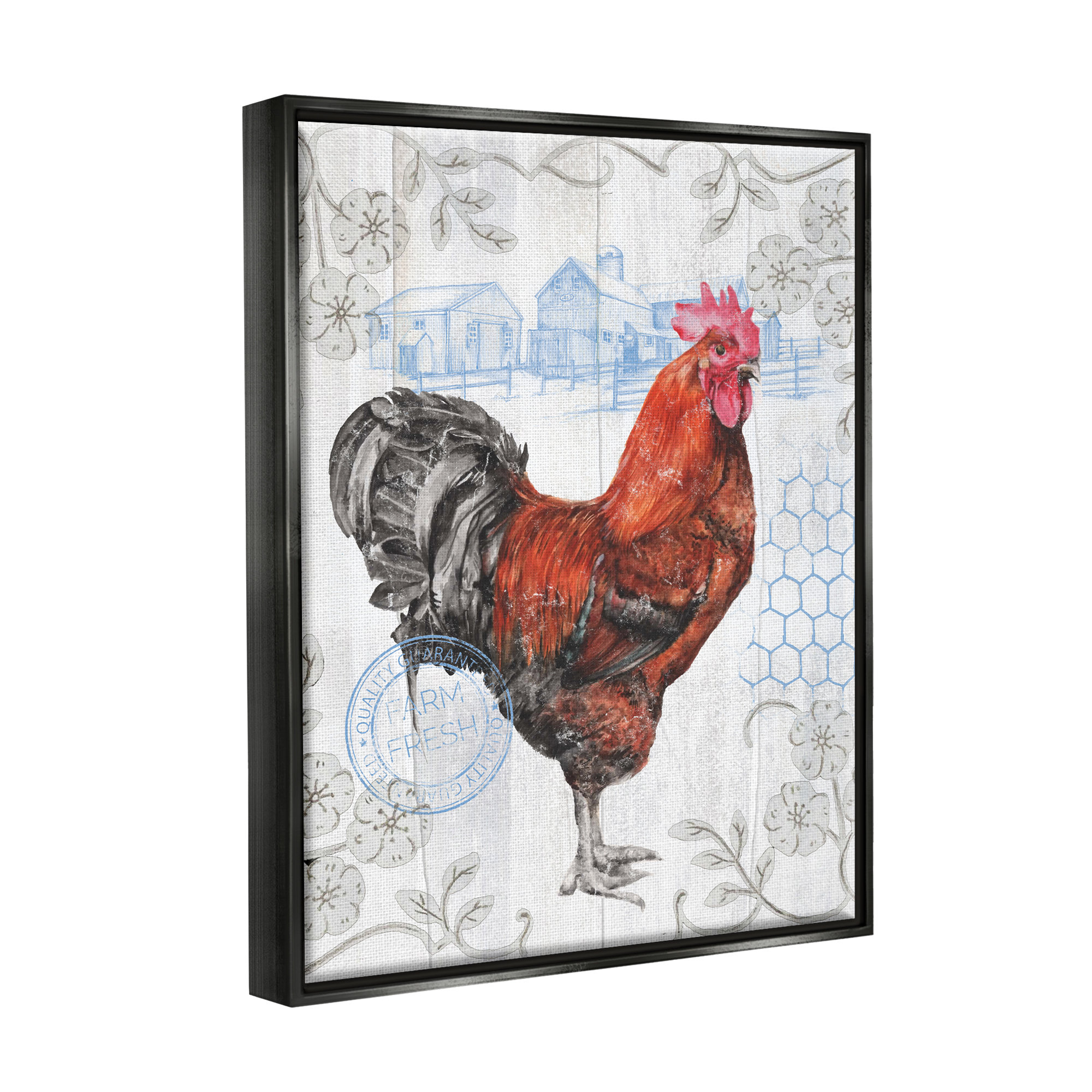 August Grove® Rustic Farmhouse Rooster Floater Frame by Studio 731 rep ...