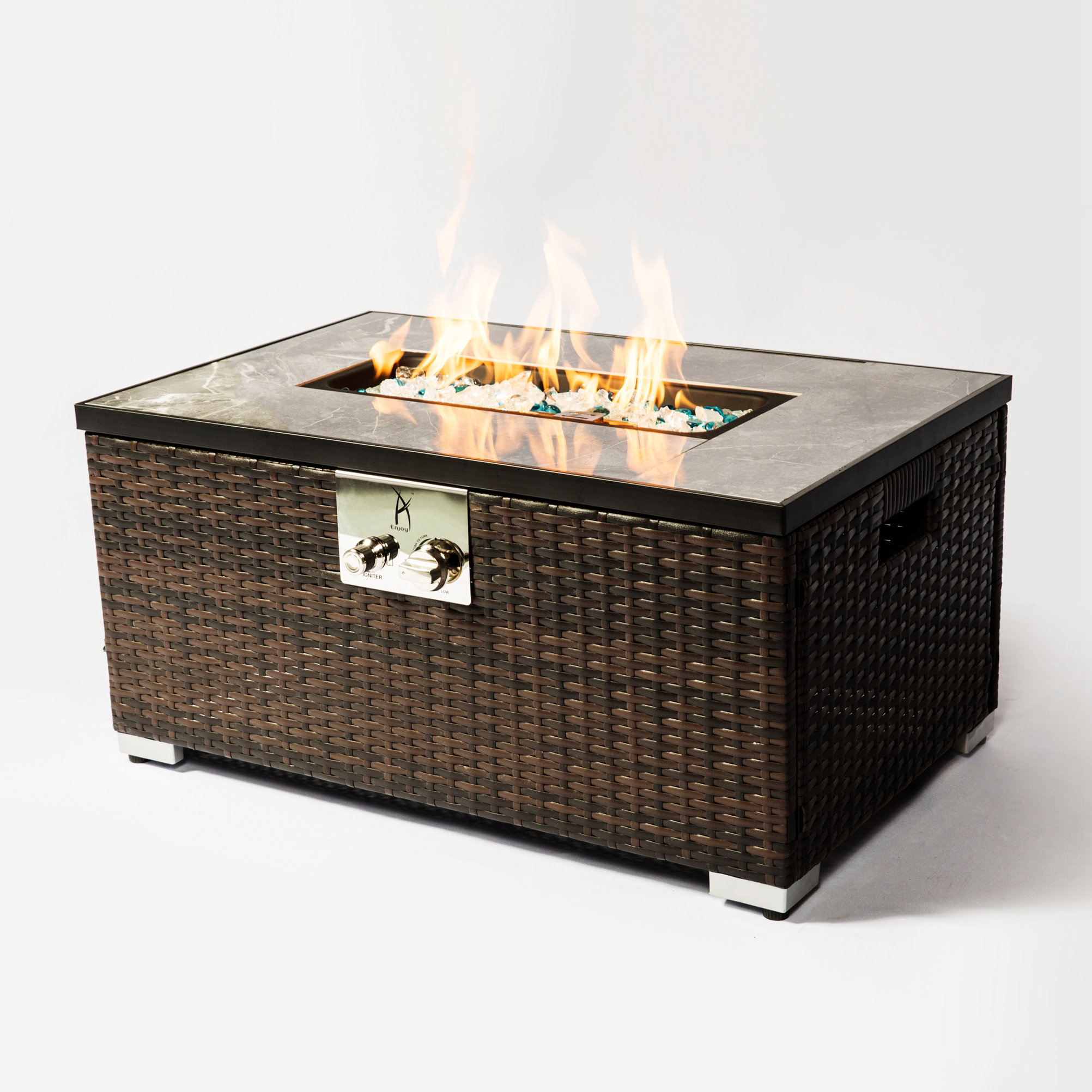 epoch Outdoor Fire Table Propane Fire Pit Rattan Fire Table - Wayfair ...