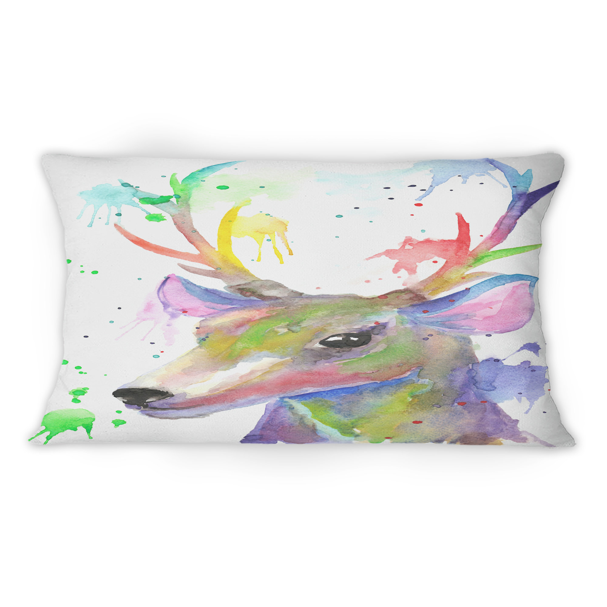 Design Art Portrait Of Colorful Deer -1 Traditional Printed Throw ...