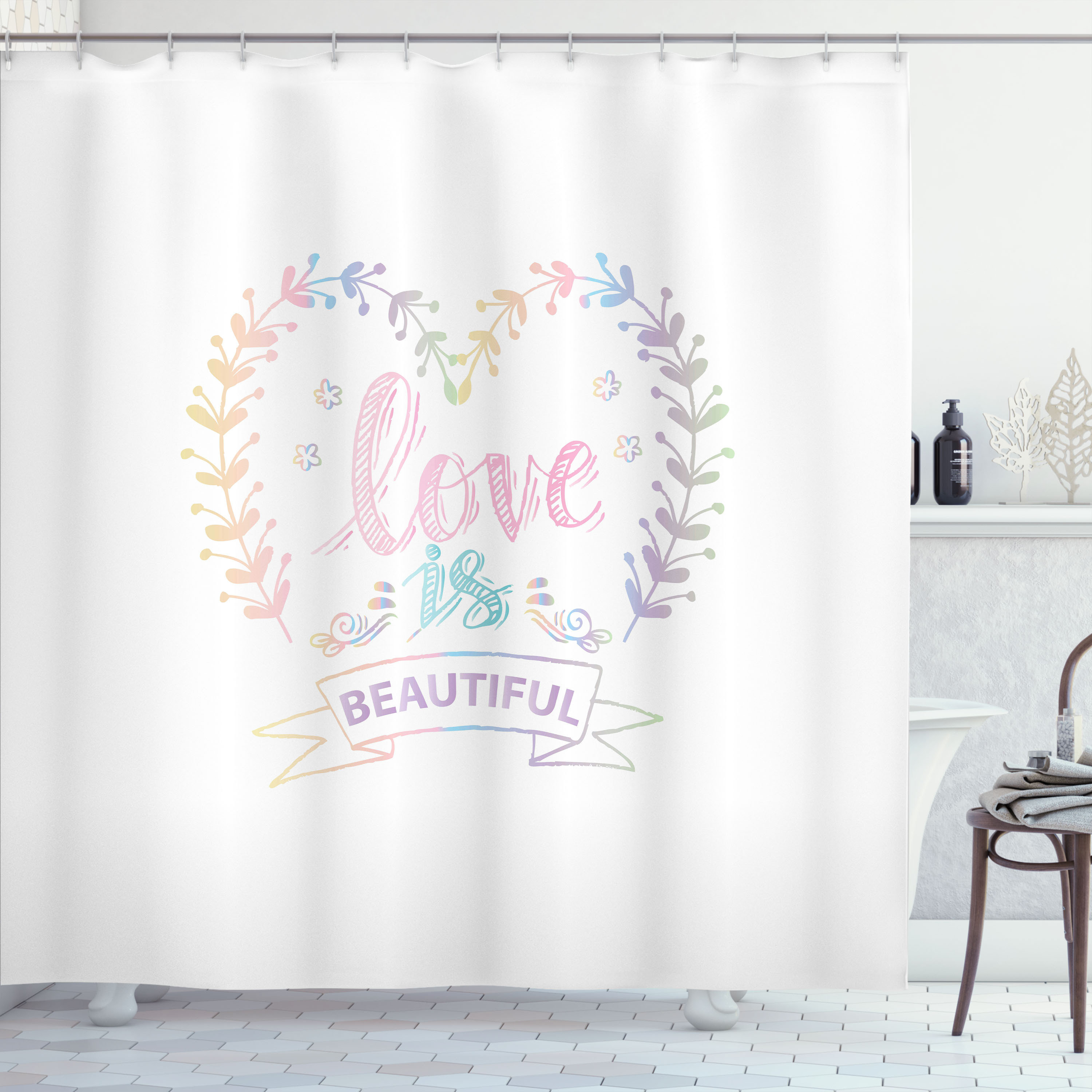 East Urban Home Romantic Shower Curtain Pastel Dreamy Spring Multicolor ...