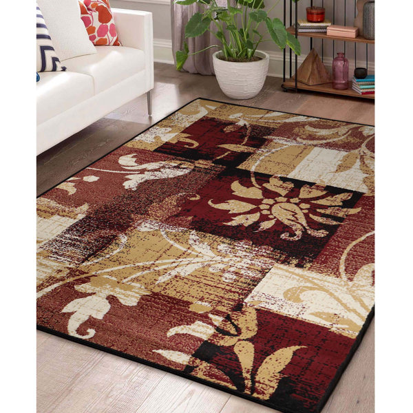 Lark Manor Aracelie Floral Area Rug in Burgundy & Reviews | Wayfair