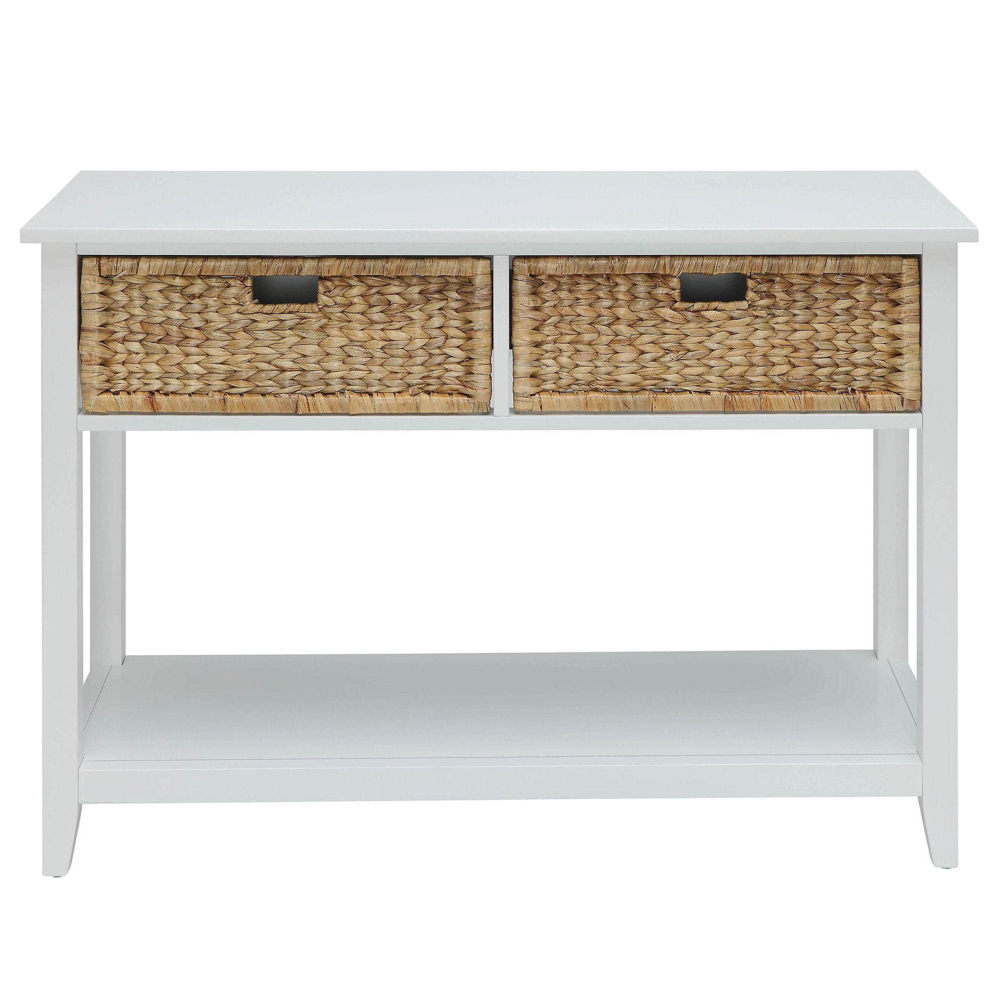 Dovecove Rectangular Console In White With Extra Shelf And 2 Space ...