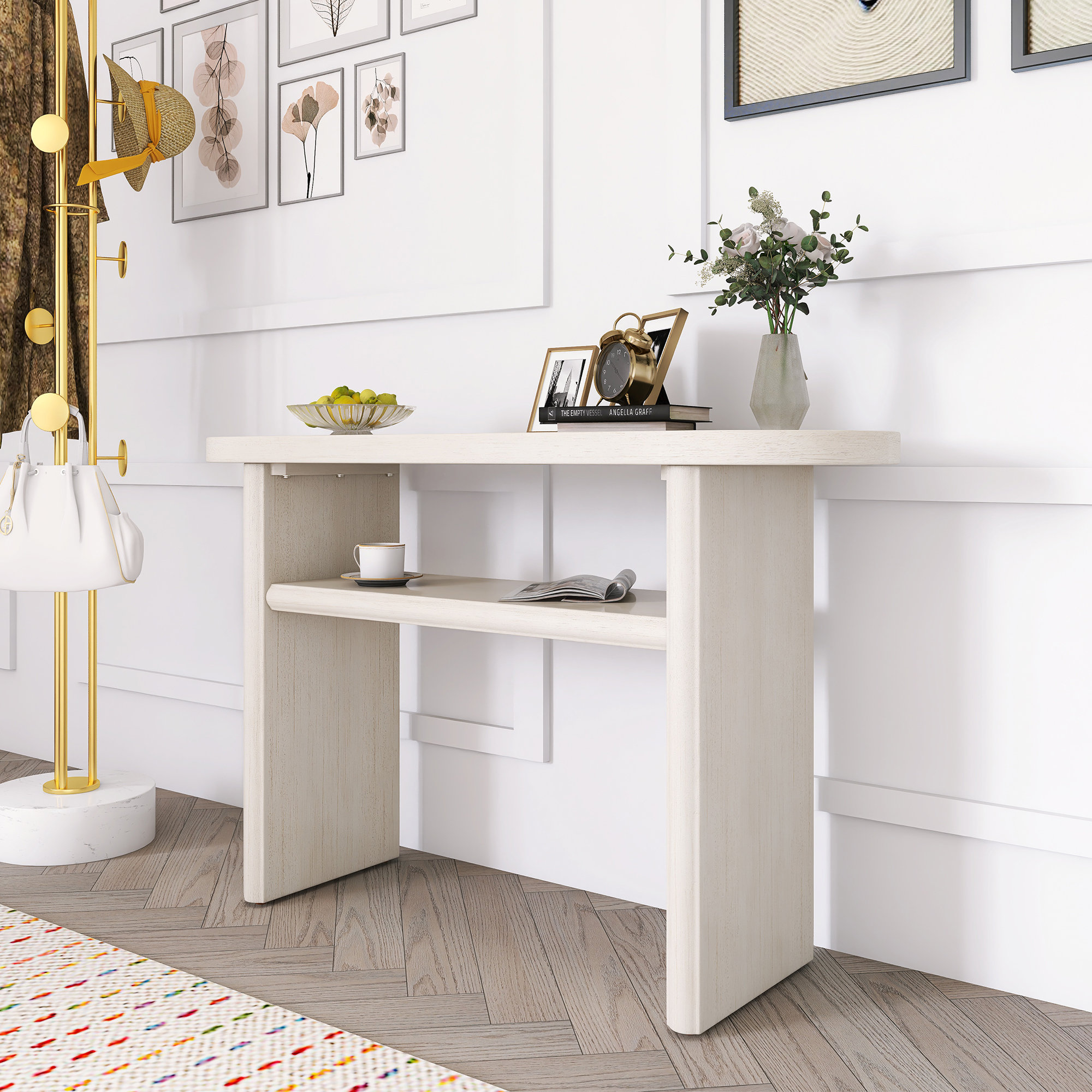 Ebern Designs Elegant Minimalist Console Table With Rounded Edges And ...