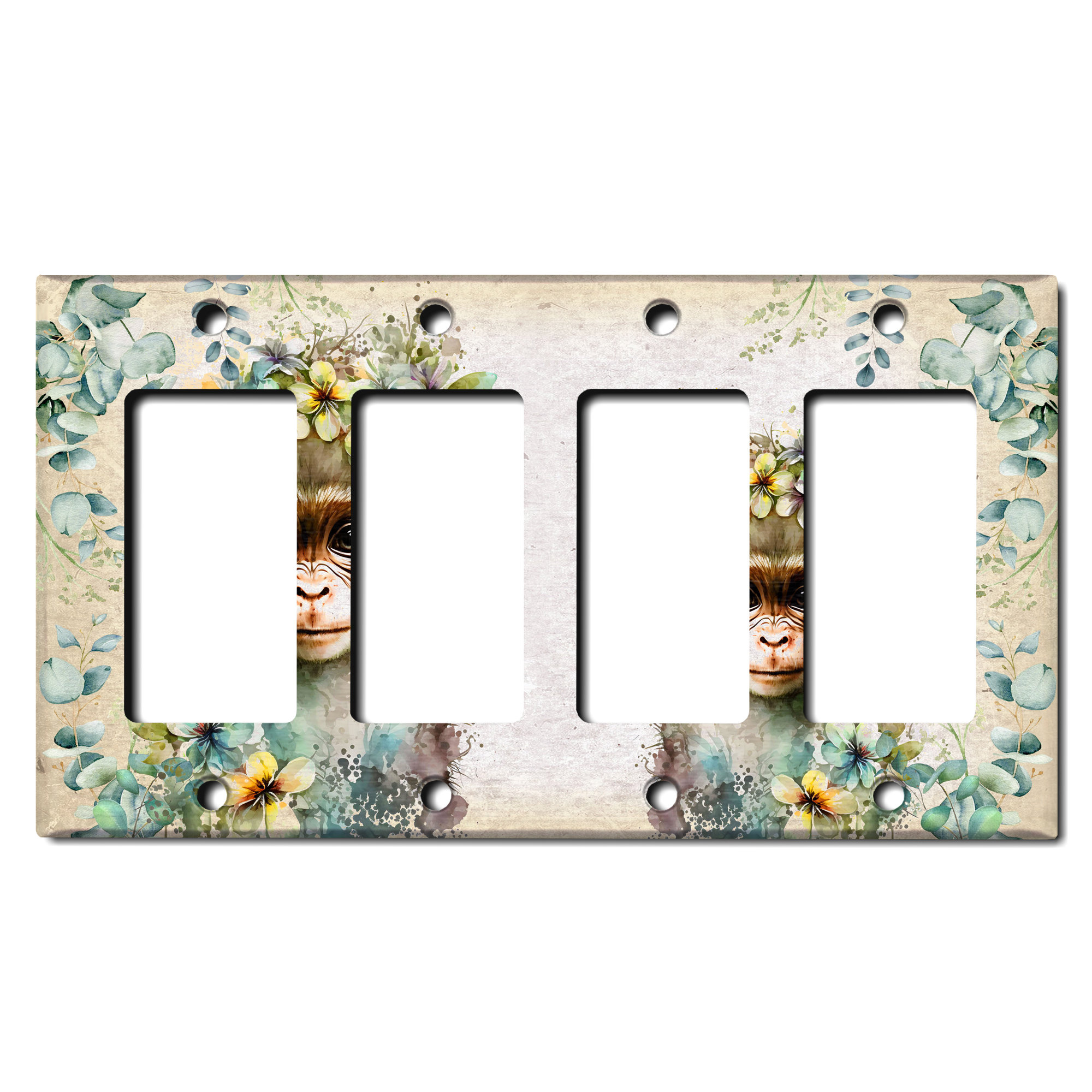 WorldAcc Cute Monkey 4-Gang Toggle Light Switch Wall Plate | Wayfair