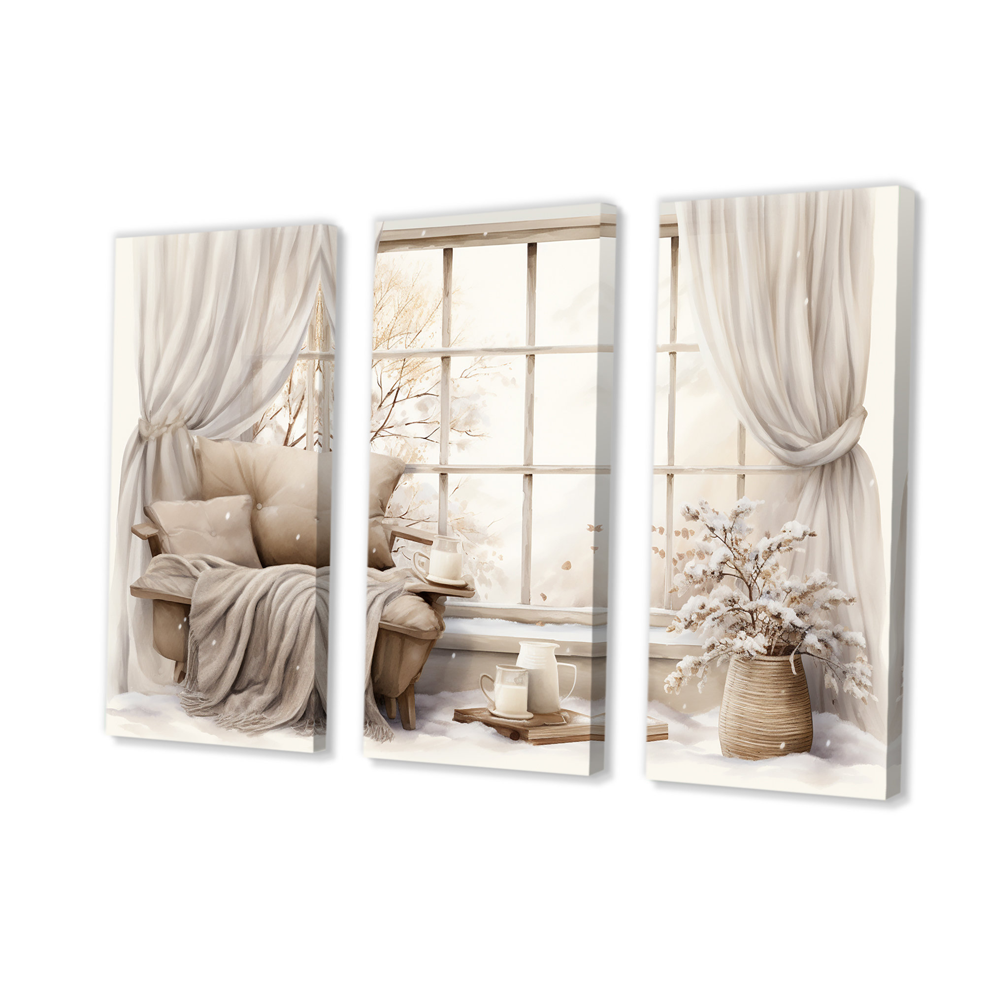 Lark Manor™ Snowy Farm House Windowscape - Farmhouse Windows Wall Art ...