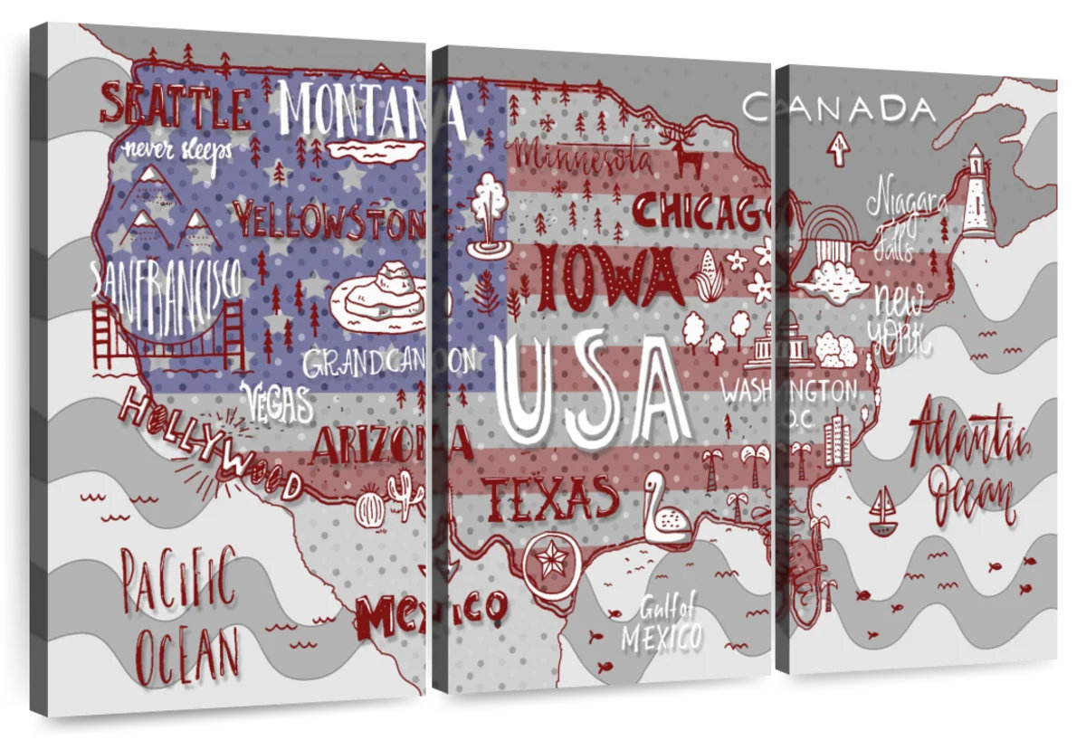 Trinx Keiri Patriotic USA Map | Wayfair