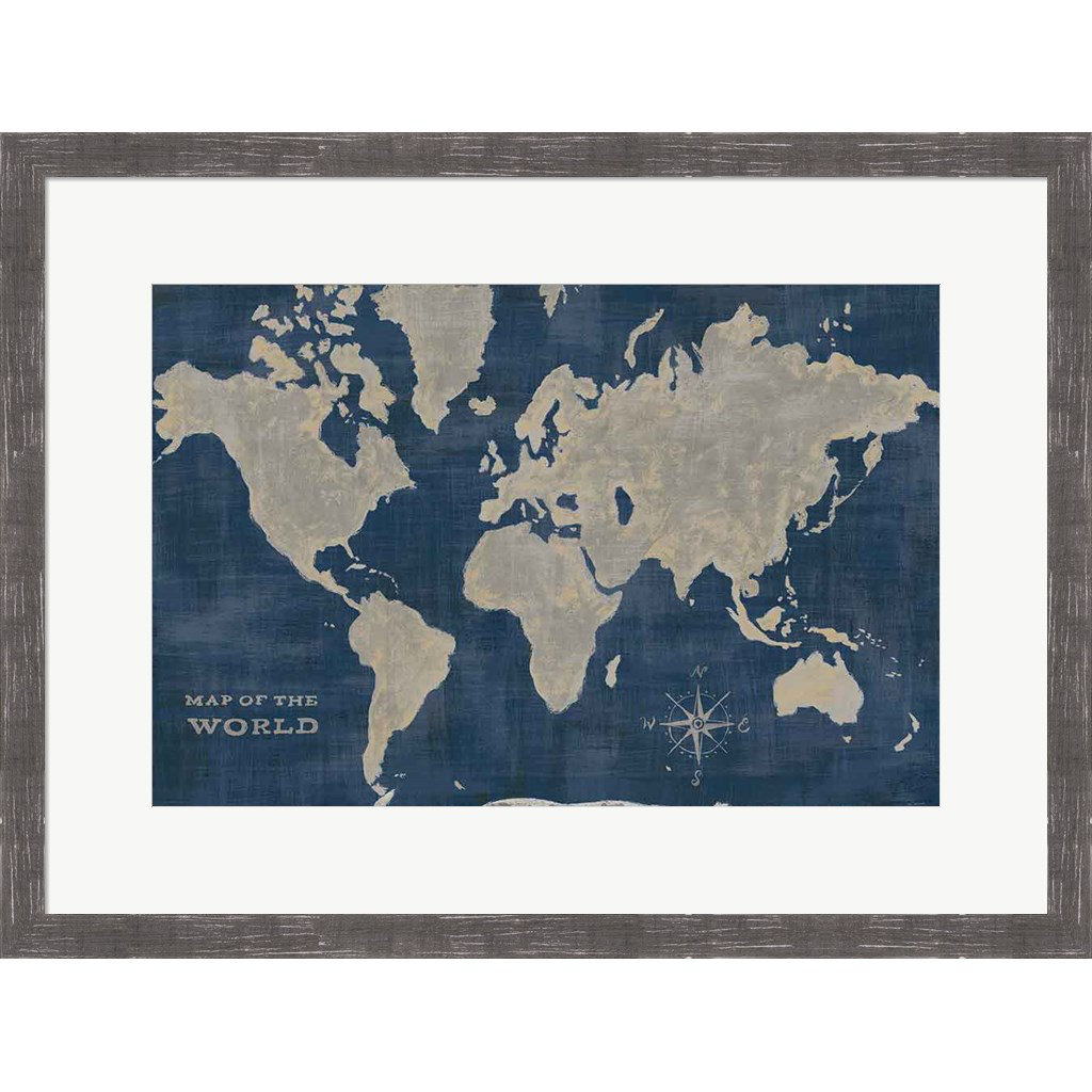 17 Stories World Map Collage Deep By Sue Schlabach, Framed Wall Art ...