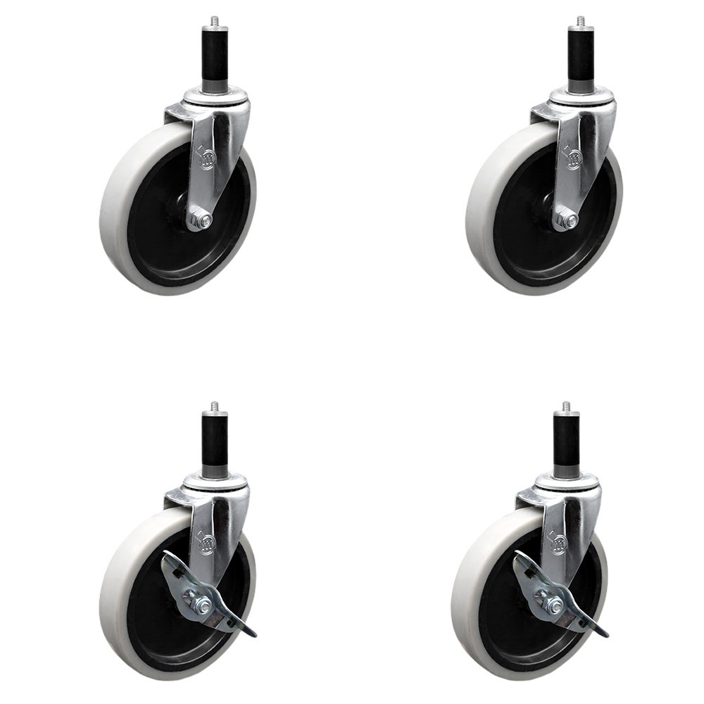 Service Caster 4 Piece Thermoplastic Caster Set with Top Plate and ...
