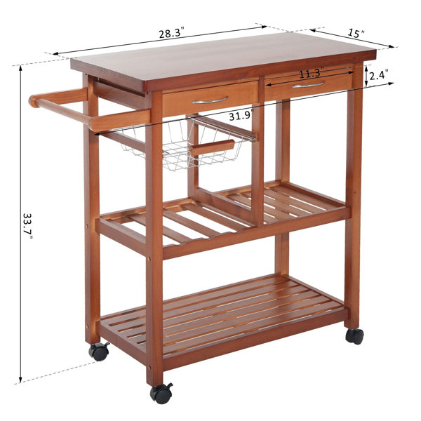 Symple Stuff Laforest Rolling Trolley Portable Serving Kitchen Cart ...