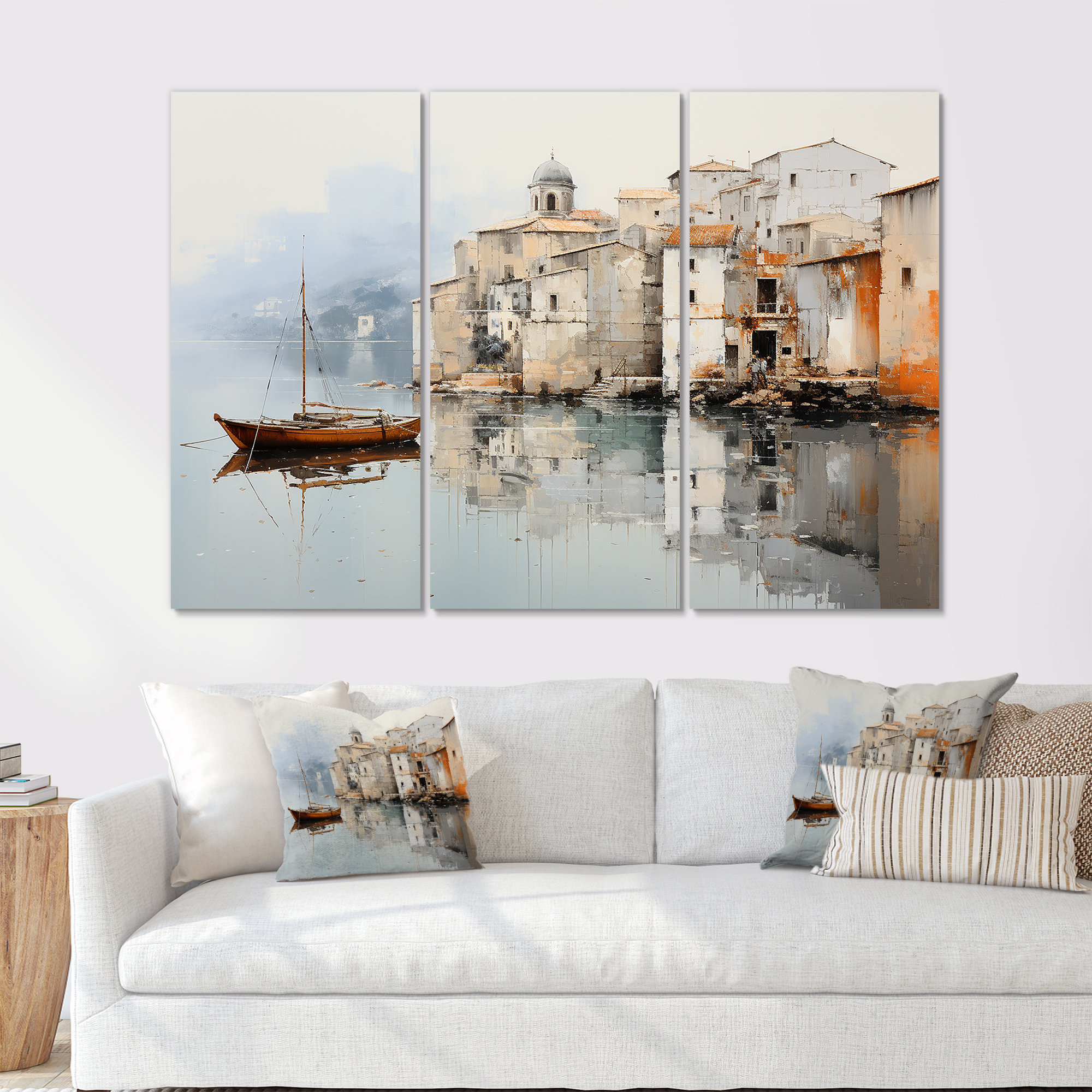 Design Art Minimalism Port Outlook II - Port Landscape Coastal Canvas ...