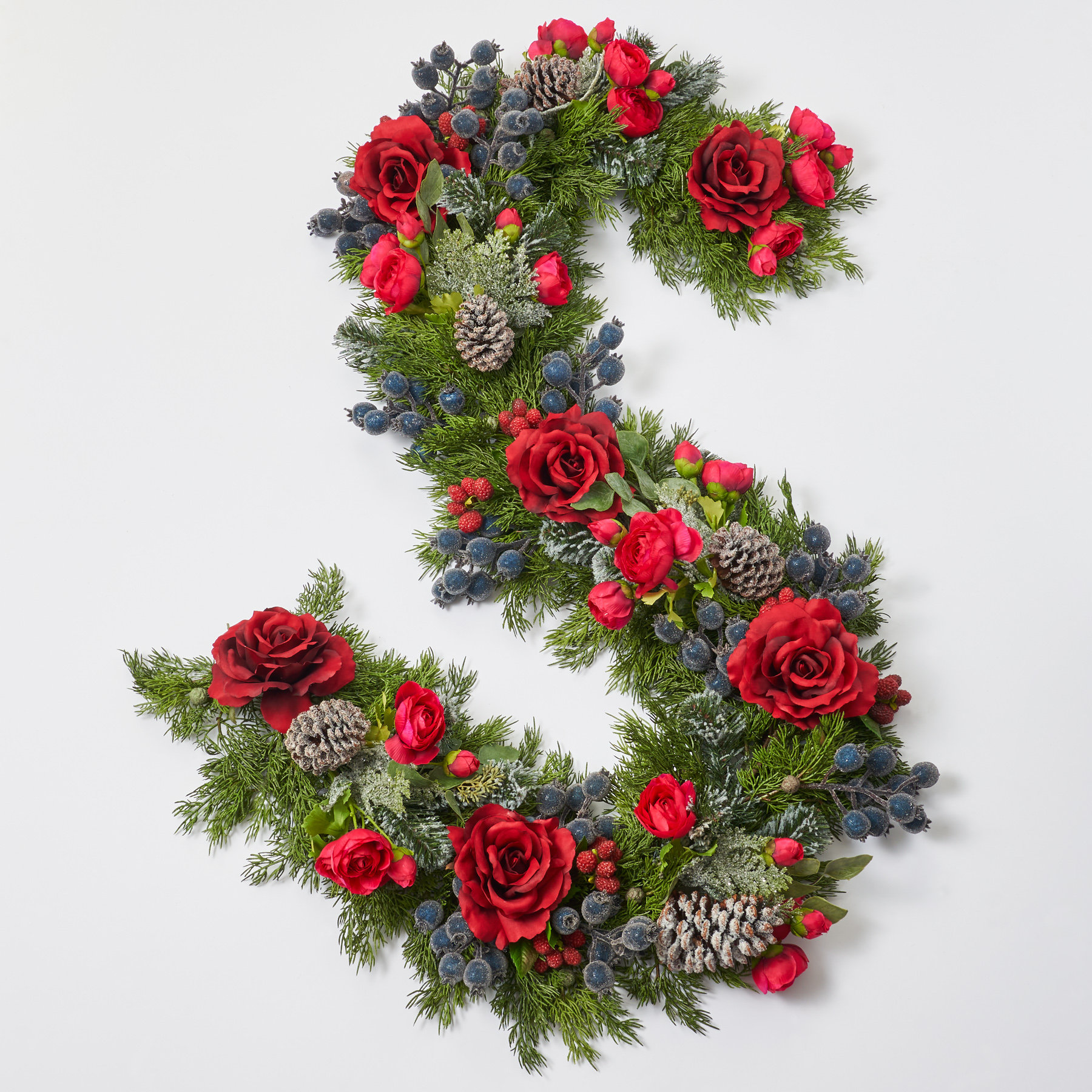 DarbyCreekTrading 6' Queen Rose and Mixed Winter Berry Garland | Wayfair