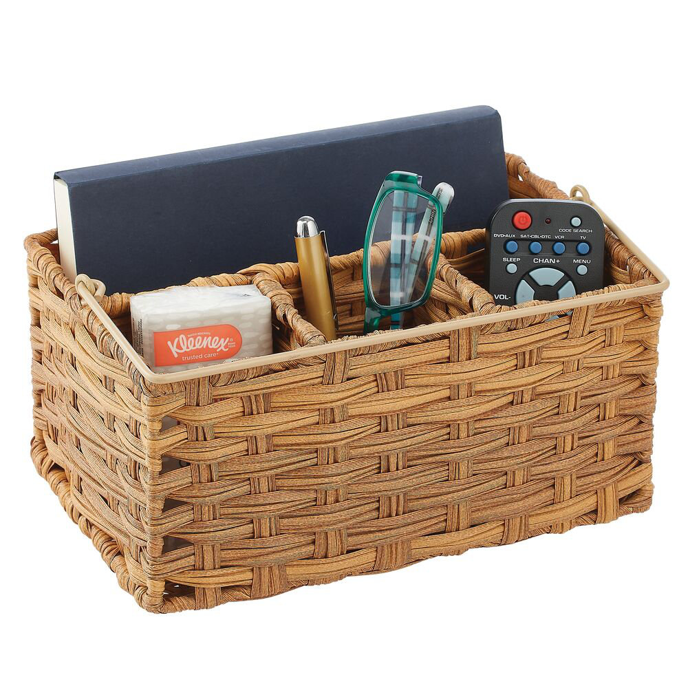 mDesign Plastic Woven Divided Cutlery Storage Organizer Caddy Tote ...