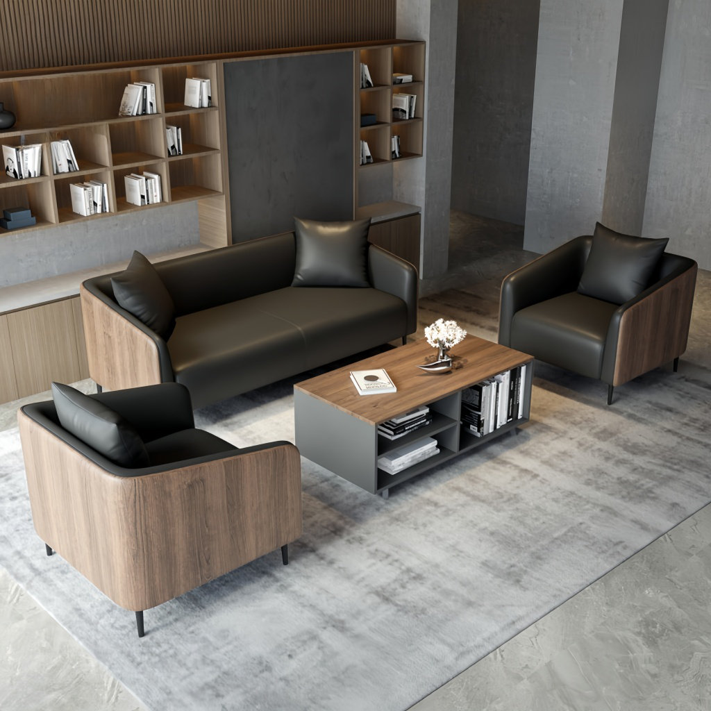 Lifton Modern Black Sofa and Coffee Table Combination 4 - Piece Living ...