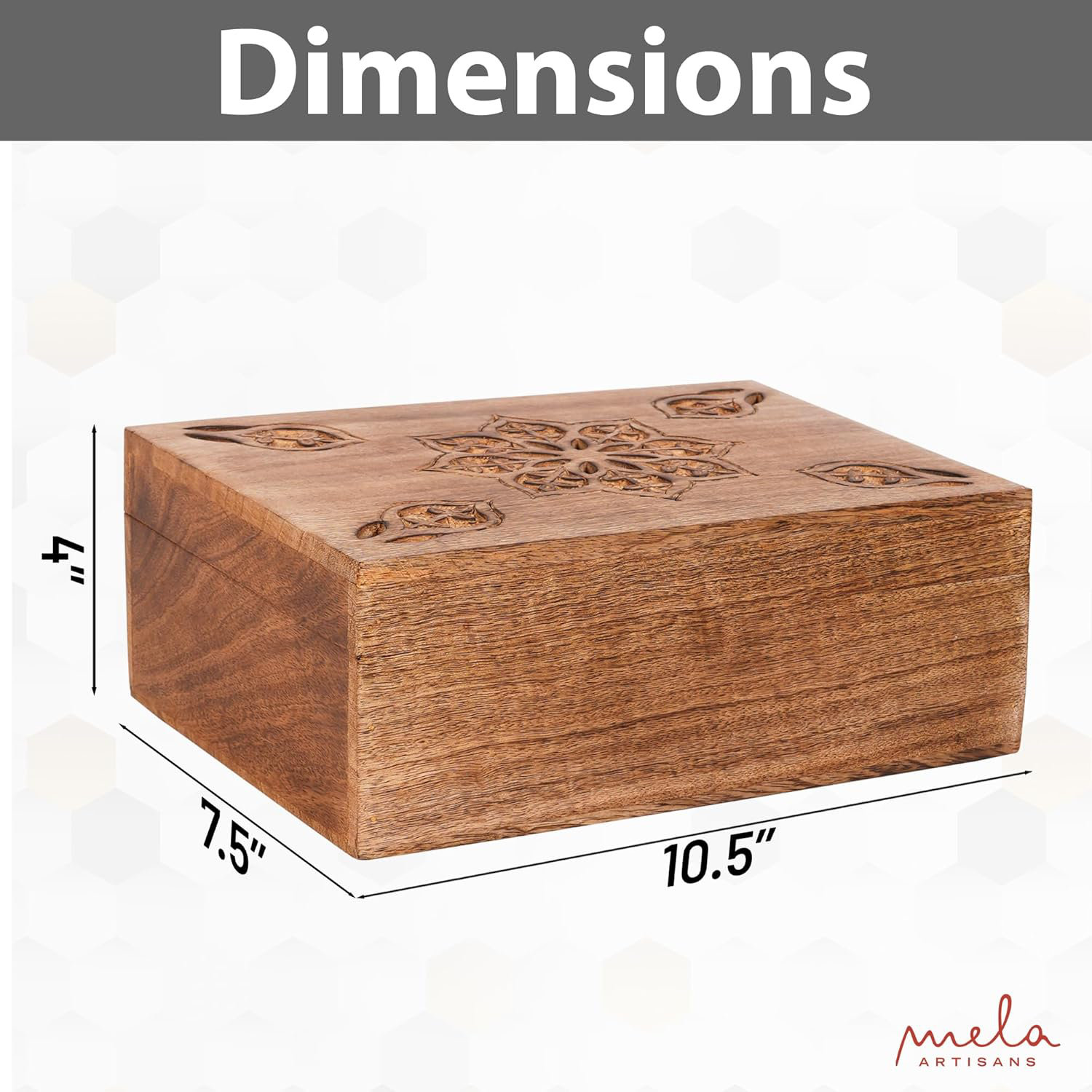 RAPTIZ Mela Artisans Medium Burnt Mango Wood Box With Lid “Serena ...