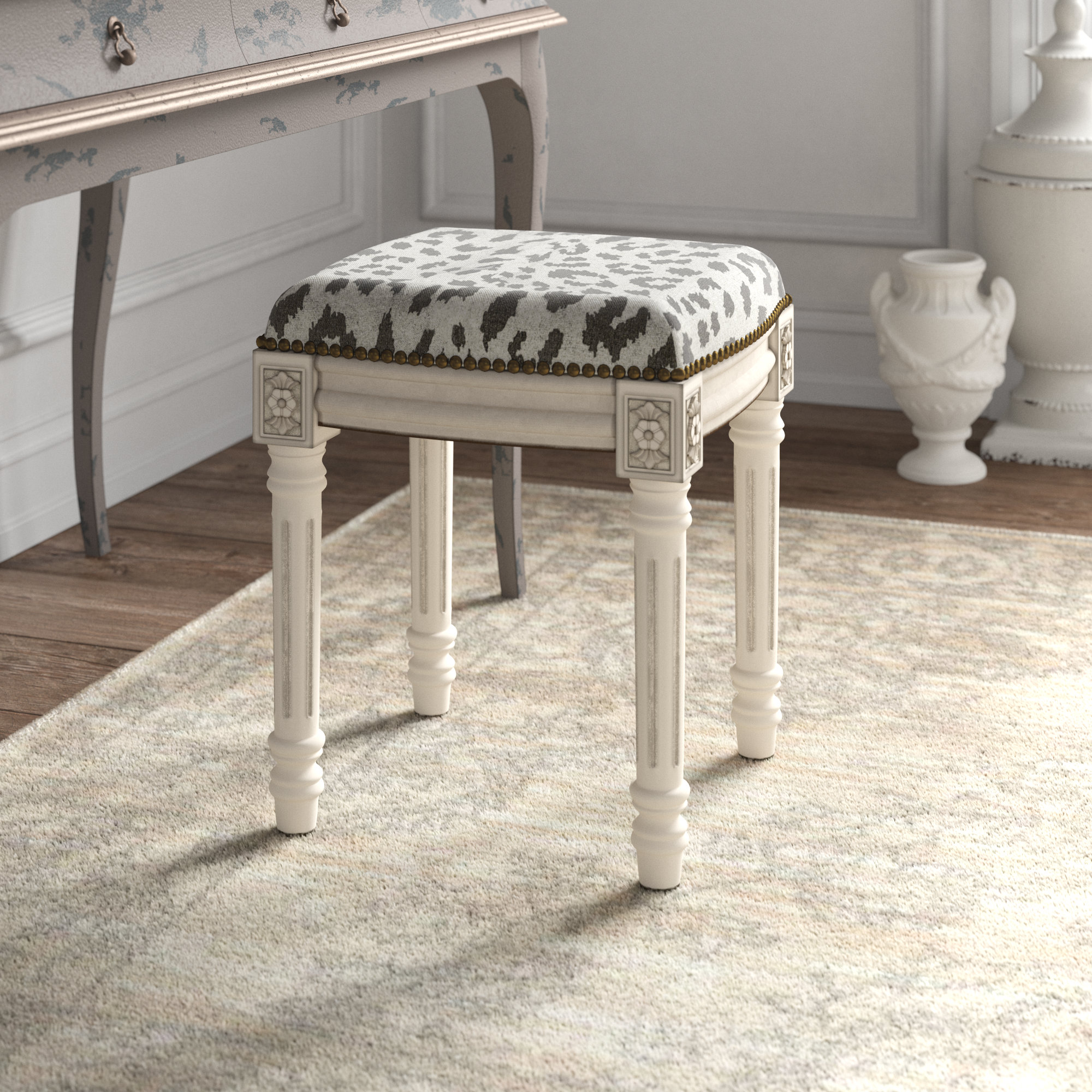 Kelly Clarkson Home Jaxson Solid Wood Vanity Stool & Reviews | Wayfair