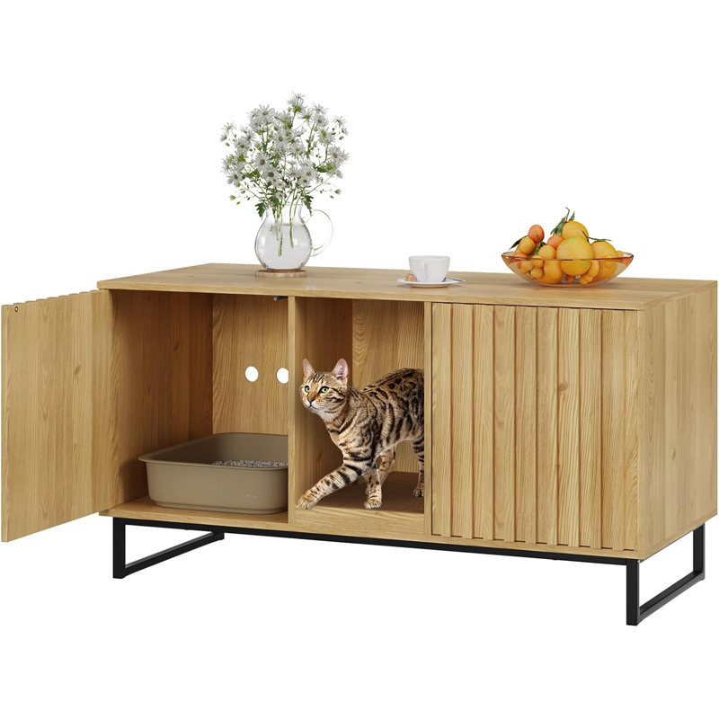 Tucker Murphy Pet™ Cat Litter Box Enclosure For 2 Cats, 47.6’’ Litter ...