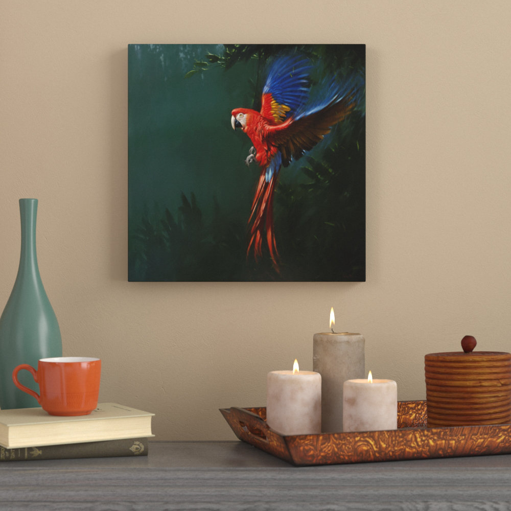 World Menagerie Macaw Over Forest by Michael Jackson - Print on Canvas ...