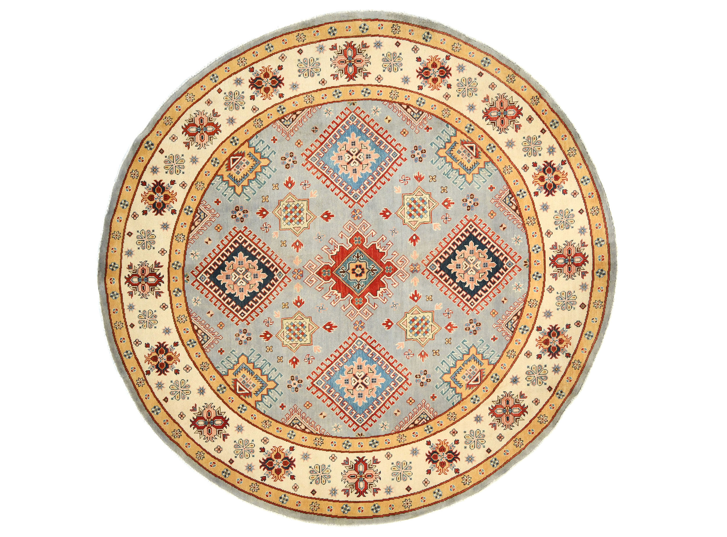 ADMINRUGS One-of-a-Kind Gray Tribal 8X8 Oriental Round Rug | Wayfair