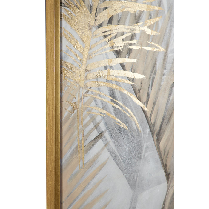 CosmoLiving by Cosmopolitan Brown Canvas Palm Leaf Framed Wall Art with ...