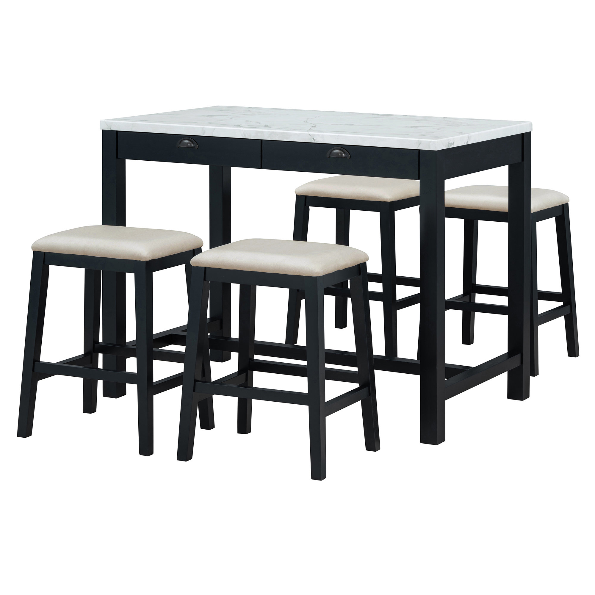 Latitude Run® Modern Bar Dining Table Set With Storage Drawers And ...
