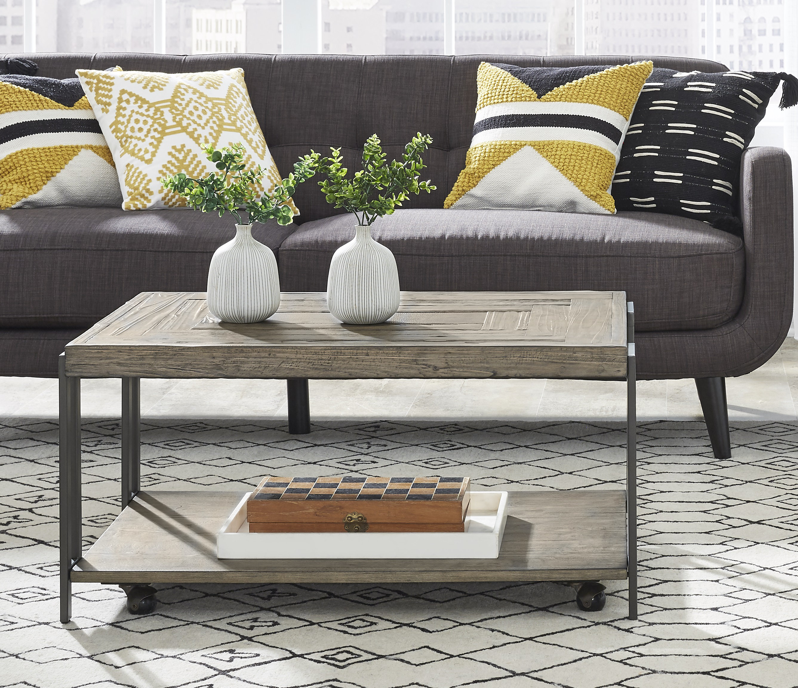 Loon Peak Parquet Pattern Large Rectangular Coffee Table - Wayfair Canada