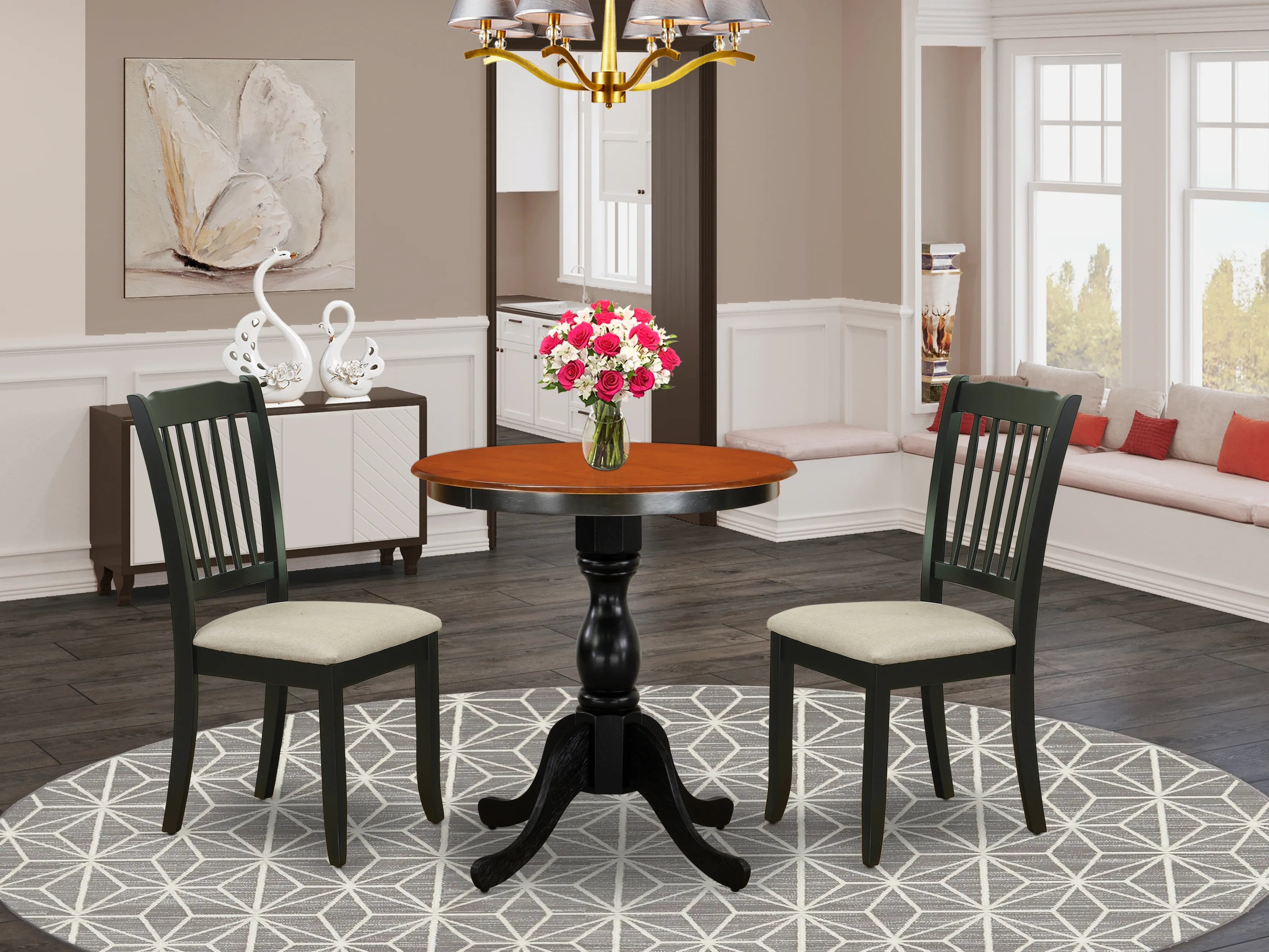 Alcott Hill® Adelo 2 - Person Solid Wood Breakfast Nook Dining Set ...