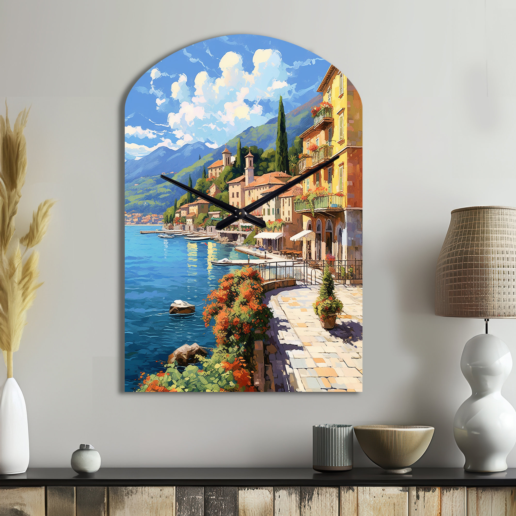 Design Art La Dolce Italian Beachside II - Italy Arch Metal Wall Clock ...