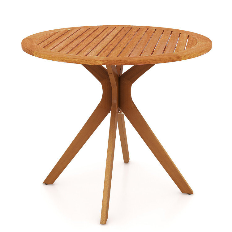 George Oliver 35.5 Inch Patio Wood Dining Table with Slatted Tabletop ...