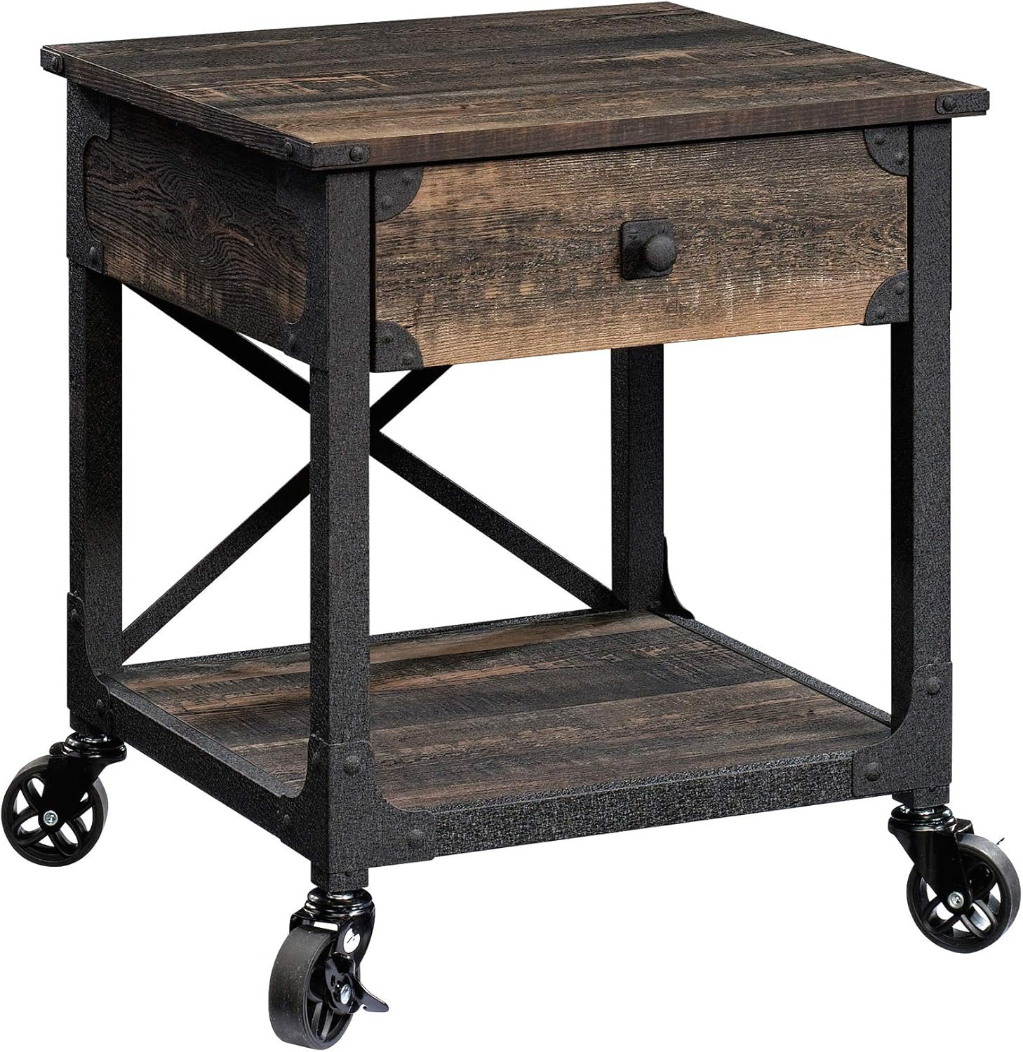 17 Stories Industrial Style Side Table With Carbon Oak Finish And ...