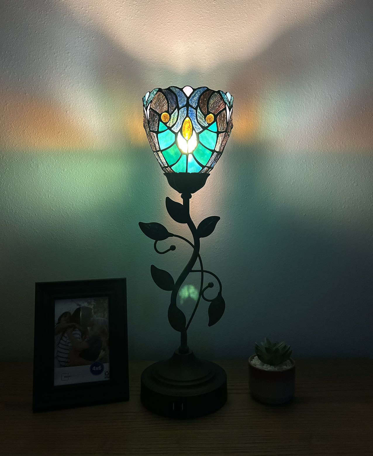 Fleur De Lis Living Simonetti Tiffany Torch Table Lamp Green Stained ...