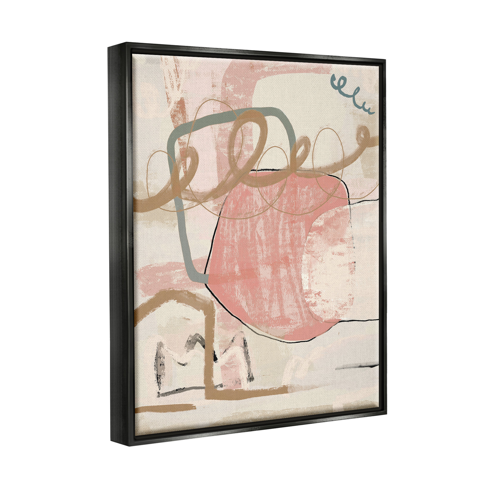Stupell Industries Pink Squiggle Abstraction Framed On Wood Print | Wayfair