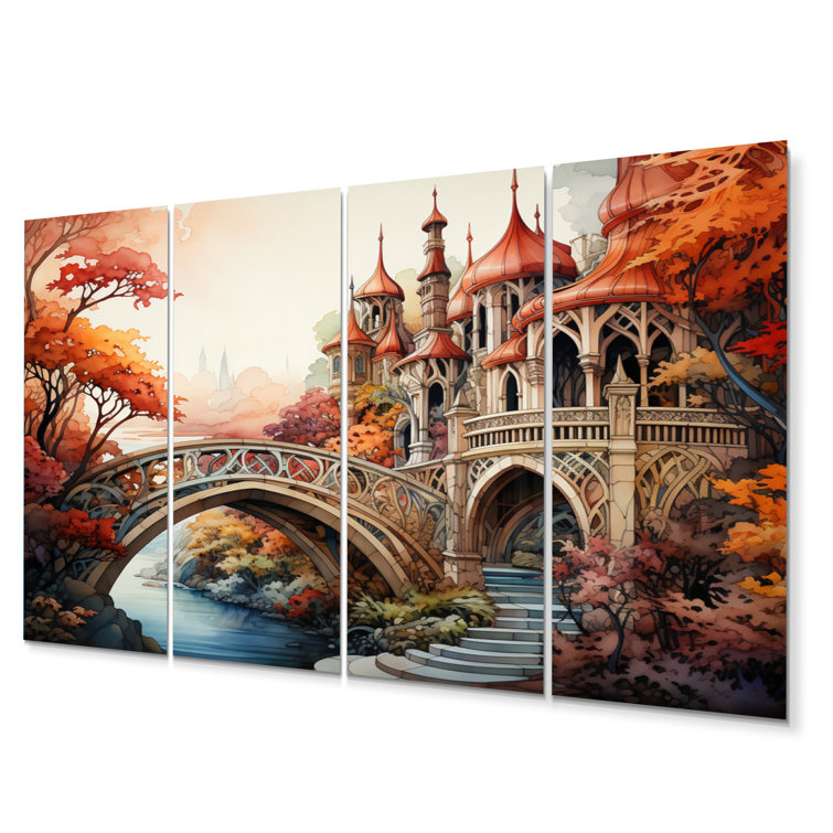 DesignArt Orange Bridge Whimsical Archway - Architecture Metal Wall Art ...