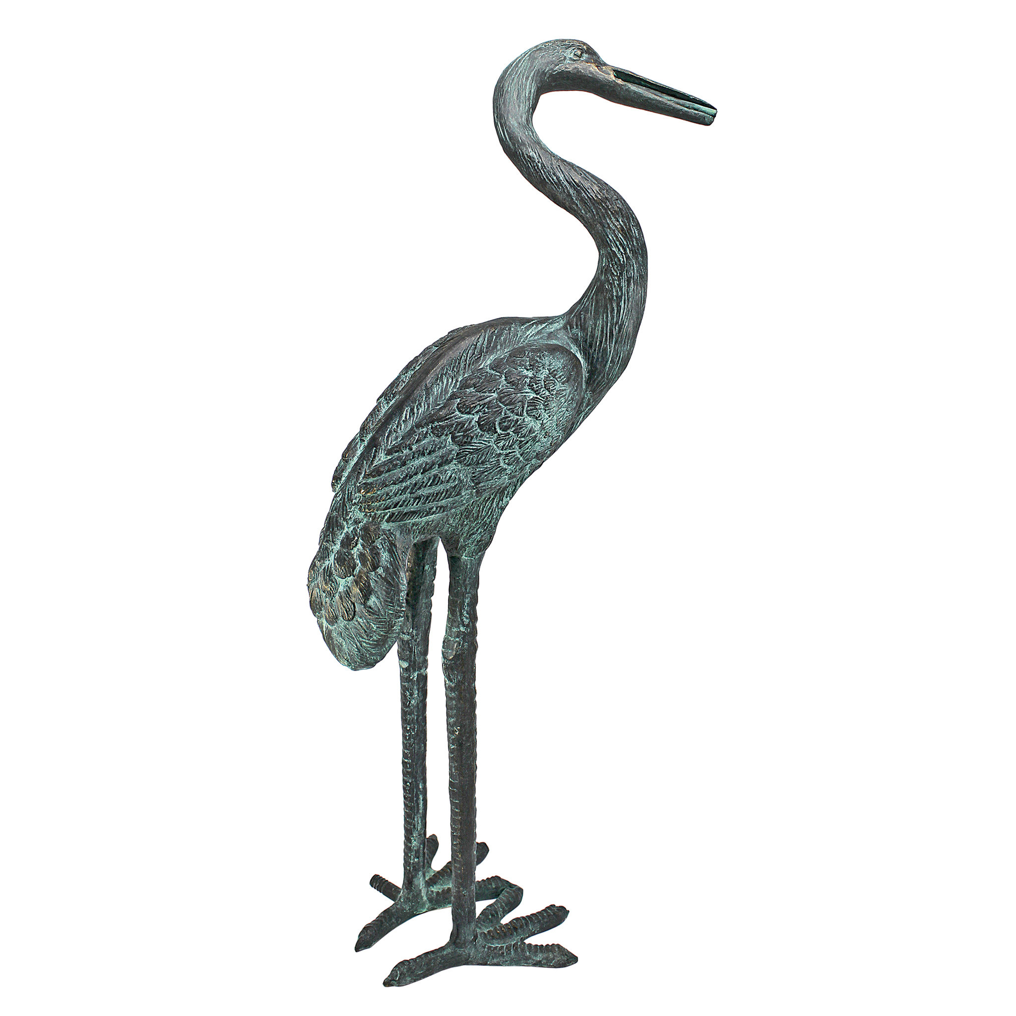 Design Toscano Curved Neck Crane Bronze Piped Statue | Wayfair