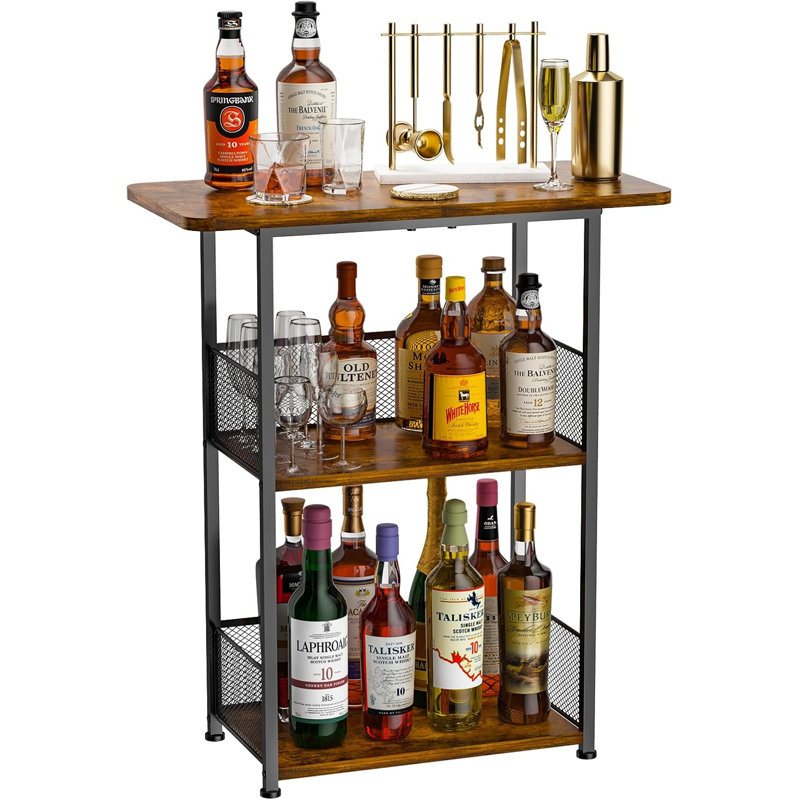 17 Stories 3 Tier Wine Rack Mini Bar Table | Wayfair
