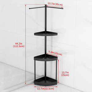 Rebrilliant 3 Tier Corner Shower Caddy Floor With Towel Bar, Bathroom ...