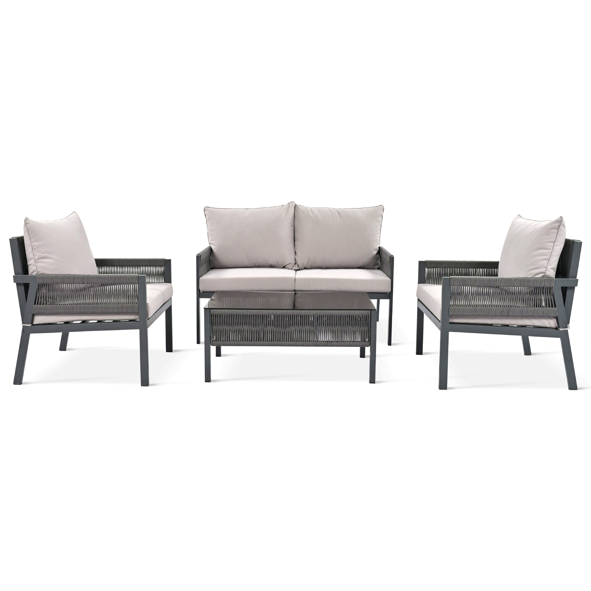 Dovecove 4-Piece Rope Patio Furniture Set, Outdoor Furniture With ...