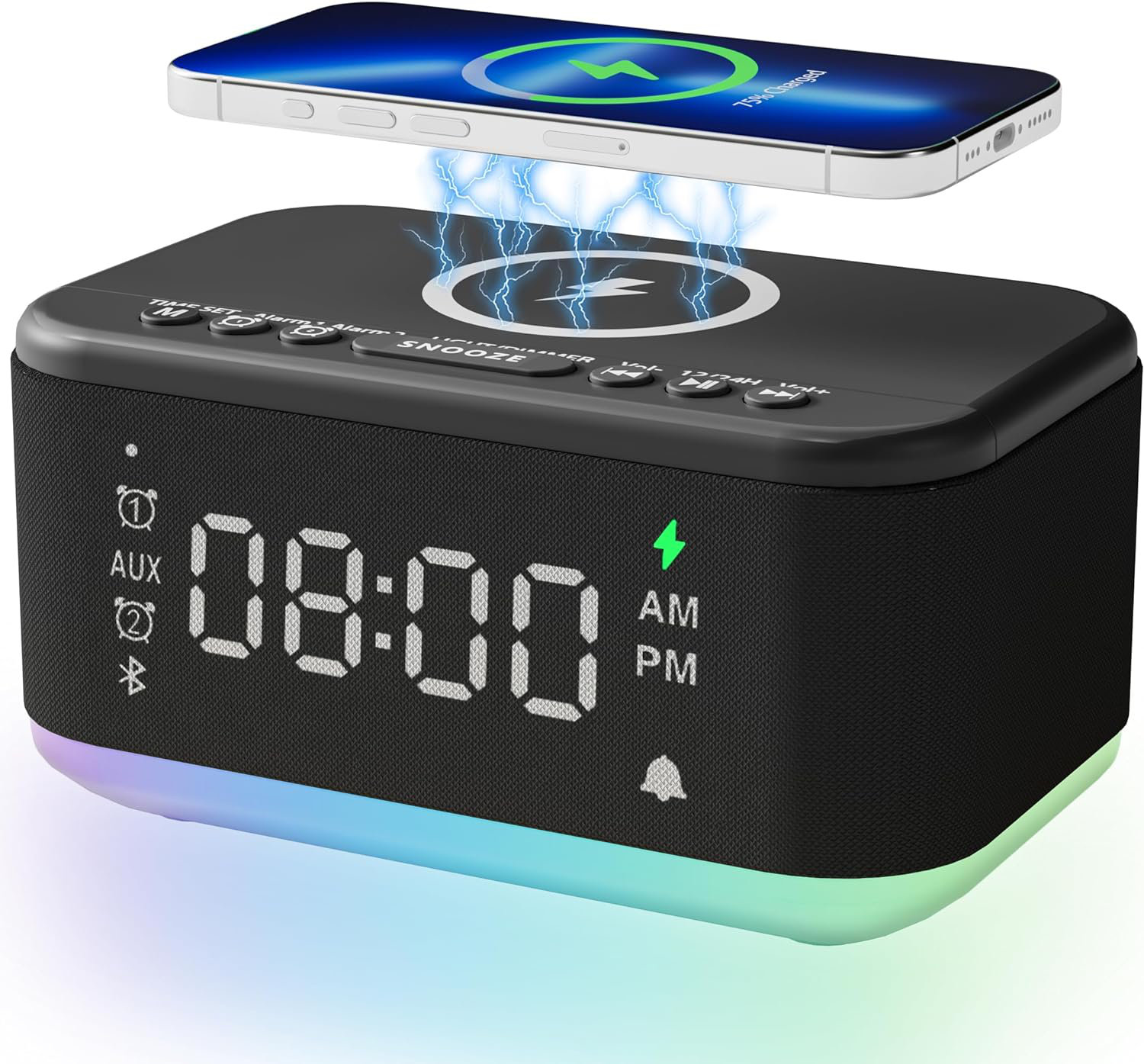 Brayden Studio Alarm Clock Speaker Wireless Charger | Wayfair