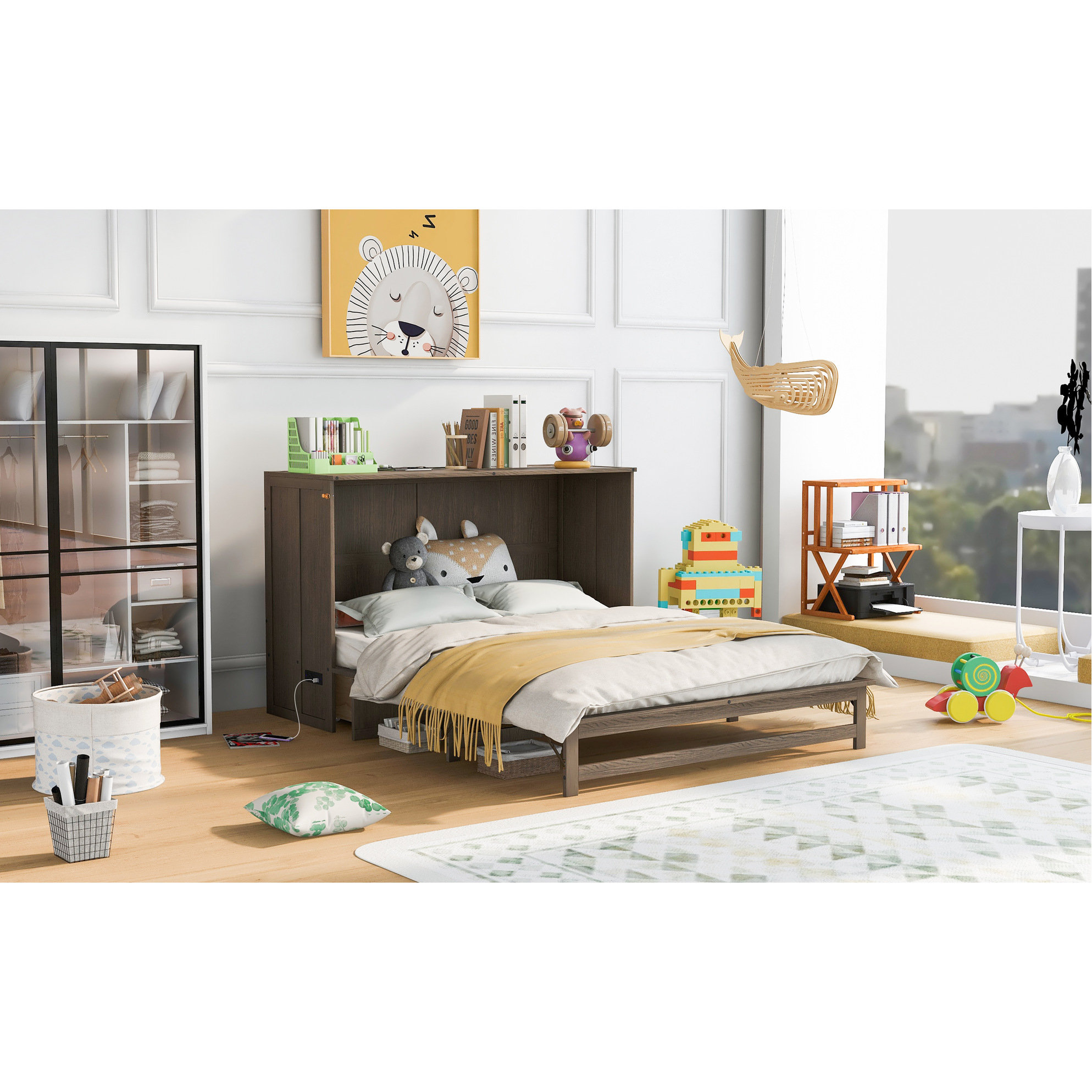 Red Barrel Studio® Queen Bed With Charging, Antique Gray - Resilient ...
