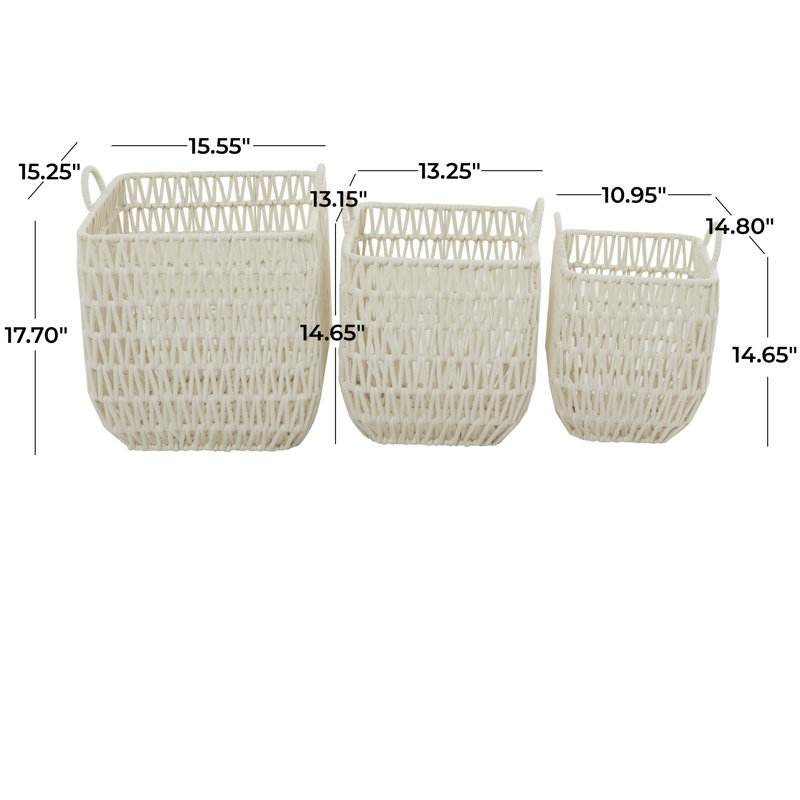Beachcrest Home 3 Piece Fabric Basket Set | Wayfair