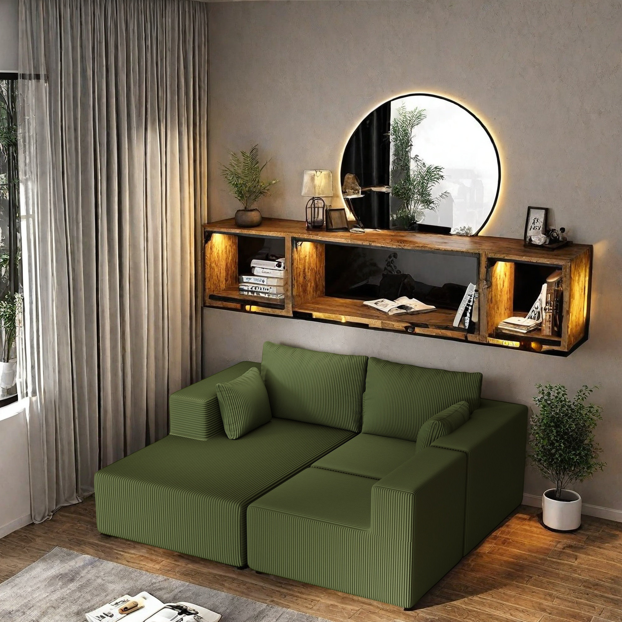 Rosdorf Park Modular Combination Foam Sofa, High-Density Sponge, No ...