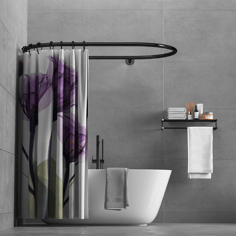 MABOSY Aluminum Alloy Oval Shower Curtain Rod Hoop Square Shape ...