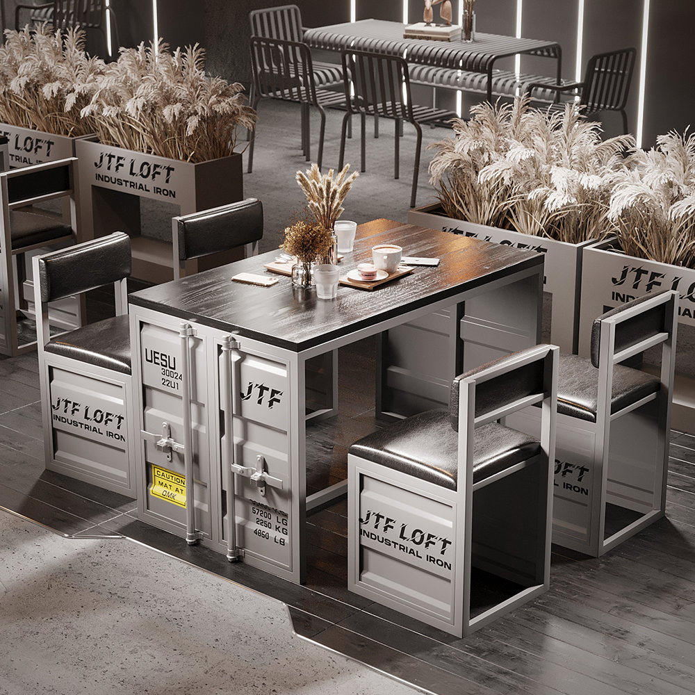 17 Stories Industrial style table and chairs combination | Wayfair