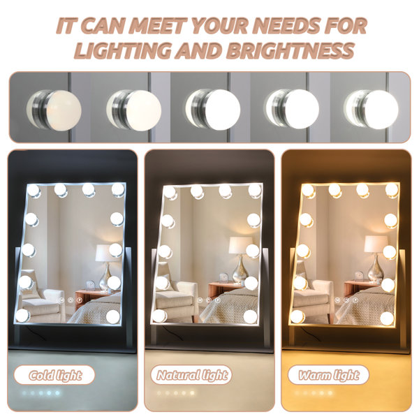 Ebern Designs Khiran Rectangle LED Metal Mirror & Reviews | Wayfair