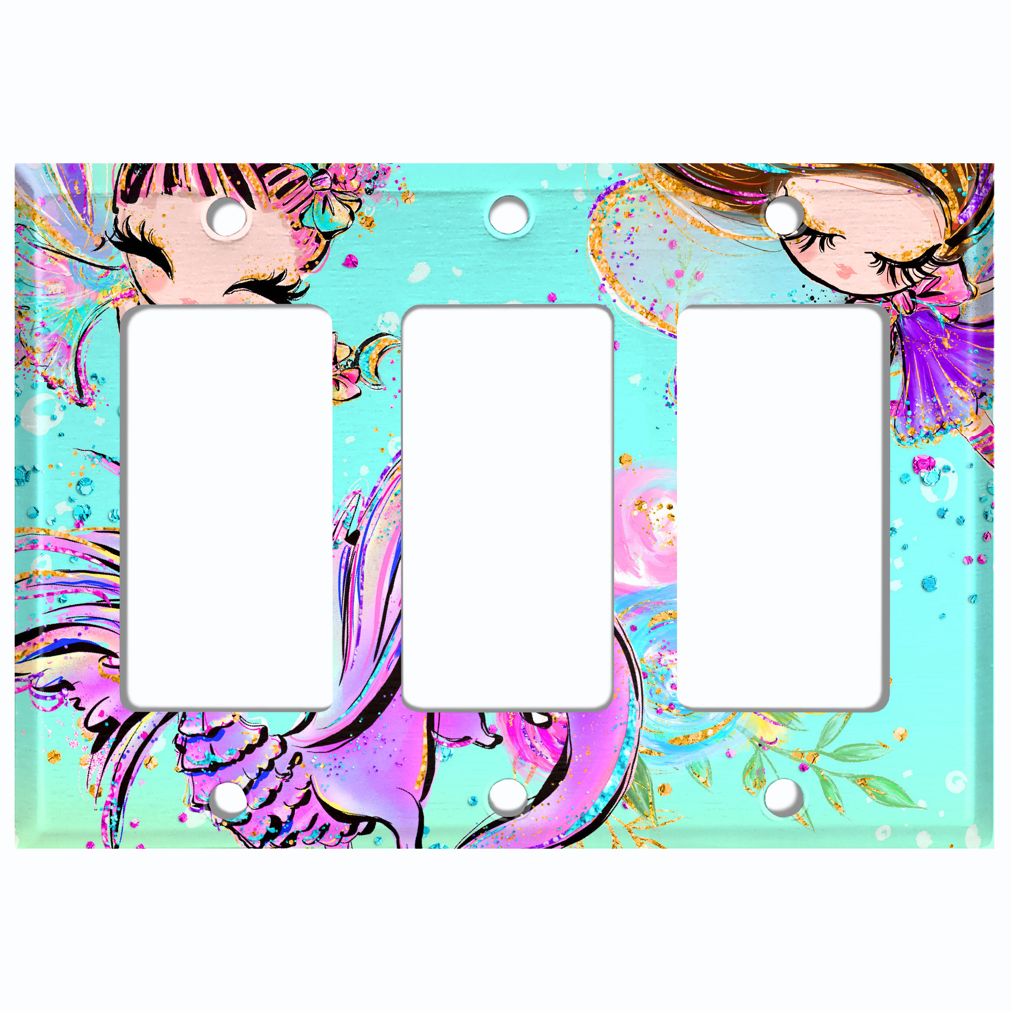 WorldAcc Fairy Princesses Seahorse 3-Gang Rocker Wall Plate | Wayfair